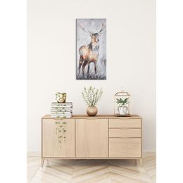 &Ouml;lgem&auml;lde Hirsch Hirschbilder Hirsche Kunst Tiere 1 Stk. tlg. jedes Bild ein Unikat braun Canvas, Holz