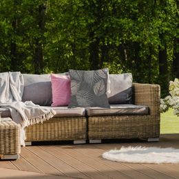 queence Dekokissen &raquo;Bl&auml;tter im Herbst&laquo; Outdoor-Kissen mit &Ouml;se und dicker Stoffkordel dunkelgrau + bedruckt gemustert Obermaterial: 100% Polyester...
