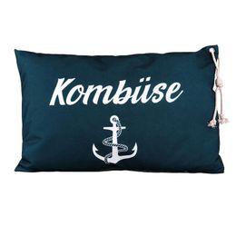 queence Dekokissen &raquo;Komb&uuml;se 60x40cm Outdoor-Kissenbezug Garten&laquo; Kissenh&uuml;lle mit &Ouml;se und Kordel Kissenbezug Maritim blau Polyester