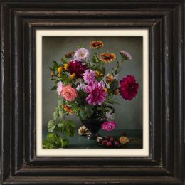 queence Leinwandbild &raquo;Blumen&laquo; Blumen Blumenbilder Kunst Stillleben Vasen & T&ouml;pfe Premium-Leinwandstoff, Handarbeit aus Deutschland, 40x40cm...