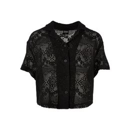 Urban Classics Klassische Bluse »Damen Ladies Crochet Lace Resort Shirt« black 5XL 5XL Kurzärmelige Hemden für Freizeit und Büro