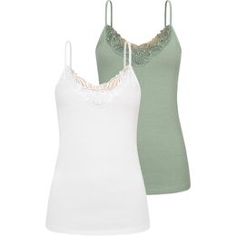 CLOUD 5IVE Klassische Bluse »Cloud5ive Damen Top 2er Set V-Neck Spitzentop weiss« green XL XL Elegante Blusen für Business und Freizeit