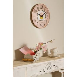 MyFlair M&Ouml;BEL & ACCESSOIRES Wanduhr &raquo;"Cupcake, rosa"&laquo; rund, &Oslash; 33, 8 cm, Shabby Optik, dekorativ in K&uuml;che & Wohnzimmer rosa