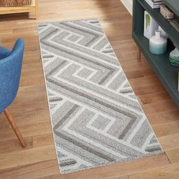 Carpet City Teppich &raquo;LINDO 7590&laquo; rechteckig 11 mm H&ouml;he Kurzflor, Hochtief-Muster/ 3D-Effekt, Fransen, Boho-Stil, Wohnzimmer beige Obermaterial: 100% Polyester