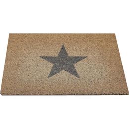 ANDIAMO Fu&szlig;matte &raquo;Kokos Star&laquo; rechteckig 15 mm H&ouml;he Schmutzfangmatte, Motiv Sterne, In- und Outdoor geeignet grau Obermaterial: 100% Kokos B : 40...