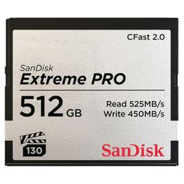 Sandisk Speicherkarte &raquo;CFast Extreme Pro 2.0&laquo; (512 GB 525 MB/s Lesegeschwindigkeit) grau Beliebig oft beschreib- und l&ouml;schbares CFast-Wechselspeicher