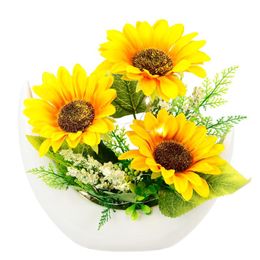 I.GE.A. Kunstblume &raquo;Arrangement Sonnenblumen&laquo; Mit LED-Licht in Schale Herbstliche Blumen Kunstpflanze Gesteck Deko gelb Polyester