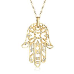 Elli Premium Damen Collierkettchen &raquo;Hamsa Hand der Fatima 925 Silber, mit Kristallen von Swarovski &laquo; gold