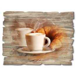 Artland Holzbild &raquo;Dampfender Cappuccino und Croissant&laquo; Getr&auml;nke 1 Stk. tlg. Farbe Bild(er): braun