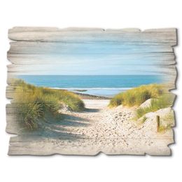 Artland Holzbild &raquo;Strand mit Sandd&uuml;nen und Weg zur See&laquo; Strand 1 Stk. tlg. beige Holzwerkstoff
