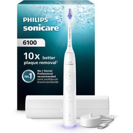 PHILIPS SONICARE Elektrische Zahnbürste »Series 6100« 1 Stk. Aufsteckbürsten mit Andruckkontrolle, 2 Putzeinstellungen und 3 Intensitätsstufen weiß...