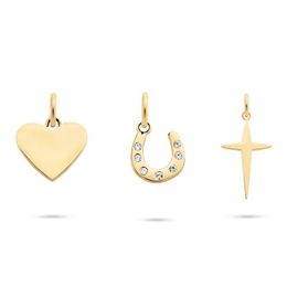 Tamaris Anh&auml;nger Set &raquo;Schmuck Geschenk 3er Anh&auml;nger Bundle Herz, Hufeisen, Kreuz&laquo; (Set, 3 tlg. tlg.) gelbgoldfarben-kristallwei&szlig; + kristallwei&szlig;...