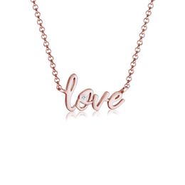 Elli Damen Collierkettchen &raquo;Love Liebe Wording Kristalle 925 Silber&laquo;