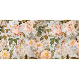 Livingwalls LIVING WALLS Vliestapete &raquo;Florale Vintage-Tapete Rosen Beige Rosa Romantisch&laquo; matt glatt Grau B/L: 2,5 m m x 5 m m