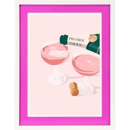 queence Bild mit Rahmen &raquo;Champagner, Gl&auml;ser&laquo; Getr&auml;nke 1 Stk. tlg. Poster mit buntem Acrylglas Passepartout Farbe Rahmen: wei&szlig; + Farbe Bild(er): pink