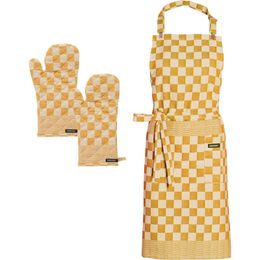 DDDDD Kochschürze »Barbeque« Set, bestehend aus 1x Kochschürze + 2x Ofenhandschuh, 3 Stk. gelb Obermaterial: 100% Baumwolle. Füllung: 100% Polyester 0