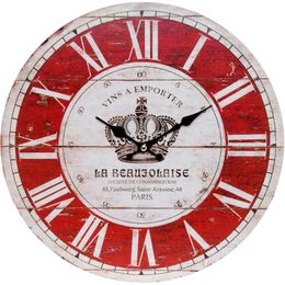 MyFlair M&Ouml;BEL & ACCESSOIRES Wanduhr &raquo;"Krone"&laquo; rund, &Oslash; 33, 8 cm, r&ouml;mische Ziffern, dekorativ in K&uuml;che & Wohnzimmer rot-wei&szlig;