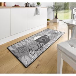 Hanse Home K&uuml;chenl&auml;ufer &raquo;Coffee Cups&laquo; rechteckig 5 mm H&ouml;he L&auml;ufer, Rutschfest, K&uuml;chenteppich, K&uuml;che, Teppich, Pflegeleicht grau Obermaterial: 100%...