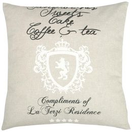 GO-DE Dekokissen &raquo;High Tea&laquo; (L/B): ca. 50x50 cm beige Baumwolle, Polyester