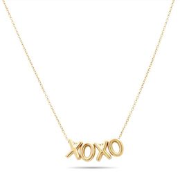 ECHTZEIT Edelstahlkette &raquo;Schmuck Geschenk Edelstahl Halskette XOXO Love Letters&laquo; gelbgoldfarben Modische Halskette mit "XOXO" Buchstaben