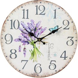 AMBIENTE HAUS Wanduhr &raquo;Lavendel Wanduhr 28cm&laquo; bunt