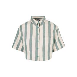 Urban Classics Klassische Bluse »Damen Ladies Short Oversized Stripe Shirt« greenlancer/softseagrass XXL XXL Elegante Blusen für Business und Freizeit