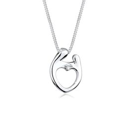 Elli Collierkettchen &raquo;Herz Mutter Kind Symbol Glas Kristall Wei&szlig; 925 Sterling Silber&laquo; Silber 45 Halskette f&uuml;r Damen mit einem Swarovski Kristallen...