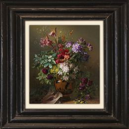 queence Leinwandbild &raquo;Blumen&laquo; Blumen Blumenbilder Kunst Stillleben Vasen & T&ouml;pfe Premium-Leinwandstoff, Handarbeit aus Deutschland, 40x40cm...