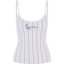 Karl Kani T-Shirt &raquo;Damen KKWQ22126WHT Small Signature Pinstripe Crop Top&laquo; 1 Stk. tlg. white/green/rose XS XS KOMFORT OHNE GRENZEN: Genie&szlig;en Sie den...
