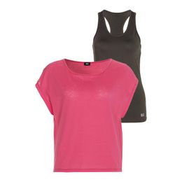H.I.S. H.I.S Damen Trainingsshirt &raquo;2-tlg. Shirt & Top&laquo; Spar-Set, 2 Stk. Kurzarm, bequeme Passform, sportlich, atmungsaktives Material grau 36