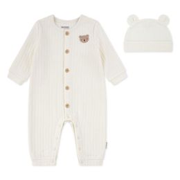 HUGGIES BABYWEAR Neugeborenen-Geschenkset &raquo;HUGB COVERALL ATTACHMENT&laquo; Set, 2 mit passendem M&uuml;tzchen HUGGIES EGGNOG 4 (74) Baby Set bestehend aus...