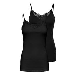Only Damen Only Longtop &raquo;ONLLULU LACE SINGLET 2PACK CS JRS&laquo; Packung, 2 Stk. schwarz M
