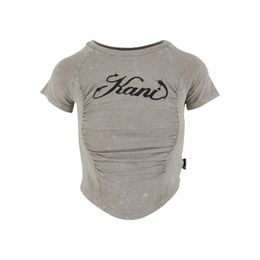 Karl Kani T-Shirt &raquo;Woven Signature Washed Gathering Crop Tee light grey&laquo; 1 Stk. tlg. lightgrey M M Regular fit mit verk&uuml;rzter Cropped-L&auml;nge, sorgt...
