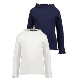 Blue Seven Langarmshirt Packung, 2 Stk. mit s&uuml;&szlig;en Wellenkanten WEISS + NACHTBLAU 122 122 Praktische Langarmshirt-Packung f&uuml;r M&auml;dchen von Blue Seven