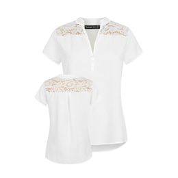 CLOUD 5IVE Klassische Bluse »Musselin Shirt V-Neck mit Deko Knopfleiste und Spitze« white XXL XXL Vielseitige Kombinationsmöglichkeiten