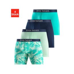 Bruno Banani Herren Langer Boxer Packung, 4er-Pack, 4 Stk. mit Palmendruck und unifarben aus Baumwollmischung gr&uuml;n S (4), 4 Stk.