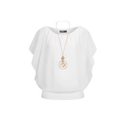 CLOUD 5IVE Klassische Bluse »Chiffon Top m. Fledermausärmel & Umhängekette« white M M Vielseitige Kombinationsmöglichkeiten