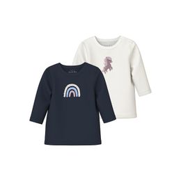 name it Langarmshirt &raquo;NBFVUBIE 2P LS TOP BOX&laquo; Packung, 2 Stk. tlg. Cloud Dancer Pack:Navy Blazer 86 86 2-er Packung Shirts von name it f&uuml;r M&auml;dchen