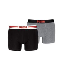 Puma Boxershorts »MEN EVERYDAY PLACED LOGO BOXERS 2P« 2er Pack, mit elastischem Logobund mid grey melange / orange XL XL Herren-Unterhosen von Puma