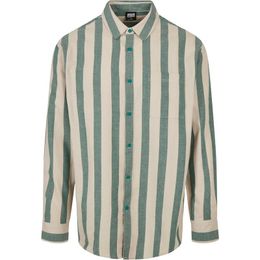 Urban Classics Langarmhemd &raquo;Herren Striped Shirt&laquo; 1 Stk. tlg. greenlancer-softseagrass XS - US-Gr&ouml;&szlig;en US-Gr&ouml;&szlig;en XS Breit gestreiftes M&auml;nnerhemd in...
