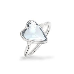 Liebeskind Berlin Fingerring »Glass Heart Ring« silberfarben-transparent 52 Romantischer Damenring mit Glasherz