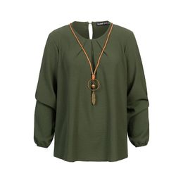CLOUD 5IVE Klassische Bluse »Longsleeve Blouse with Necklace« olive XL XL Lockere Passform, reguläre Länge für legere Silhouette