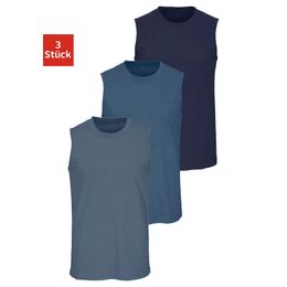 H.I.S. H.I.S Herren Muscleshirt Packung, 3 Stk. mit Rundhalsausschnitt blau 4/S
