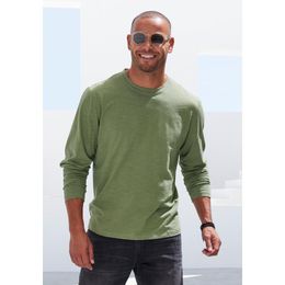 John Devin Herren Langarmshirt &raquo;mit Slub-Garn Struktur&laquo; 2er-Pack, Longsleeve aus leichter, strukturierter Baumwollqualit&auml;t gr&uuml;n L (52/54)