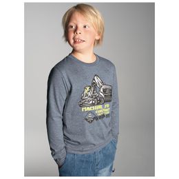 TRIGEMA Longsleeve &raquo;Langarmshirt mit gro&szlig;em Bagger-Print&laquo; 1 Stk. steingrau-melange 140 140 DELUXE-Single-Jersey