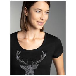 TRIGEMA Damen T-Shirt &raquo;TRIGEMA T-Shirt Glitzer-Hirsch&laquo; 1 Stk. schwarz XL