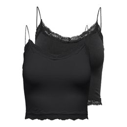 Only Damen Only Tr&auml;gertop &raquo;ONLVICKY LACE SEAML 2-PACK CROPPED TOP&laquo; Packung, 2 Stk. schwarz L/XL