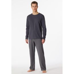 Schiesser Pyjama »Ebony« 2 tlg. mit rundem Halsausschnitt 203-anthrazit 52 52 Herren Schlafanzug von Schiesser