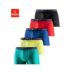 H.I.S. H.I.S Boxer &raquo;Boxershorts f&uuml;r Herren&laquo; Packung, 5 Stk. mit Streifen und Markenlogo im Bund gr&uuml;n, lime, blau, rot, schwarz S (4) - 5 Stk. 5 Stk. S (4)...