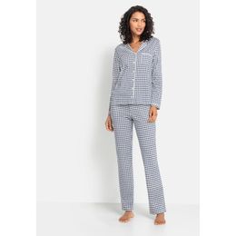 s.Oliver Pyjama 2 tlg. mit Vicky-Karo-Muster Navy-Ecru kariert 36/38 36/38 Klassischer Pyjama im Allover-Druck